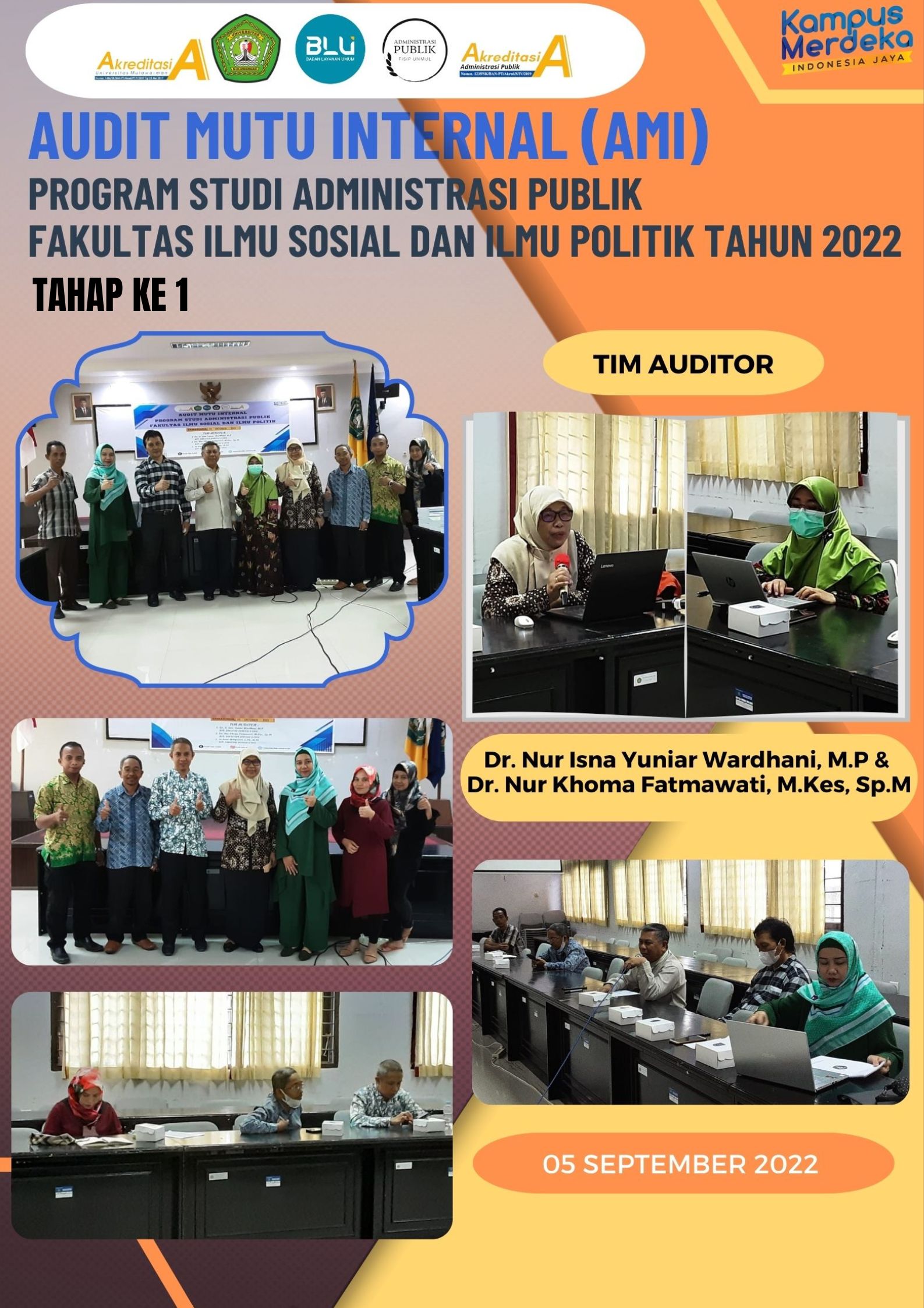 AUDIT MUTU INTERNAL (AMI) PROGRAM STUDI ADMINISTRASI PUBLIK FAKULTAS ILMU SOSIAL DAN ILMU ...